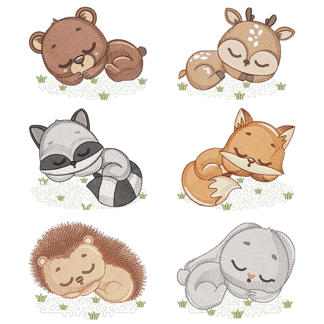 Sleeper Animals quick Stitch Design Pack - Etsy