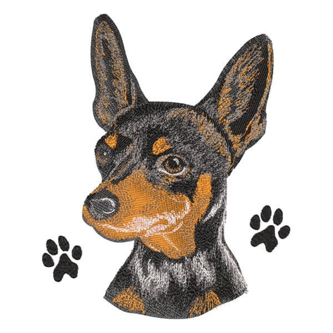 Pincher Dog realistic Embroidery Design 5 Different Sizes for Instant ...