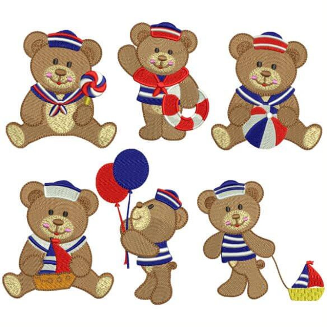 Sailor Bears Embroidery Design Pack - Etsy
