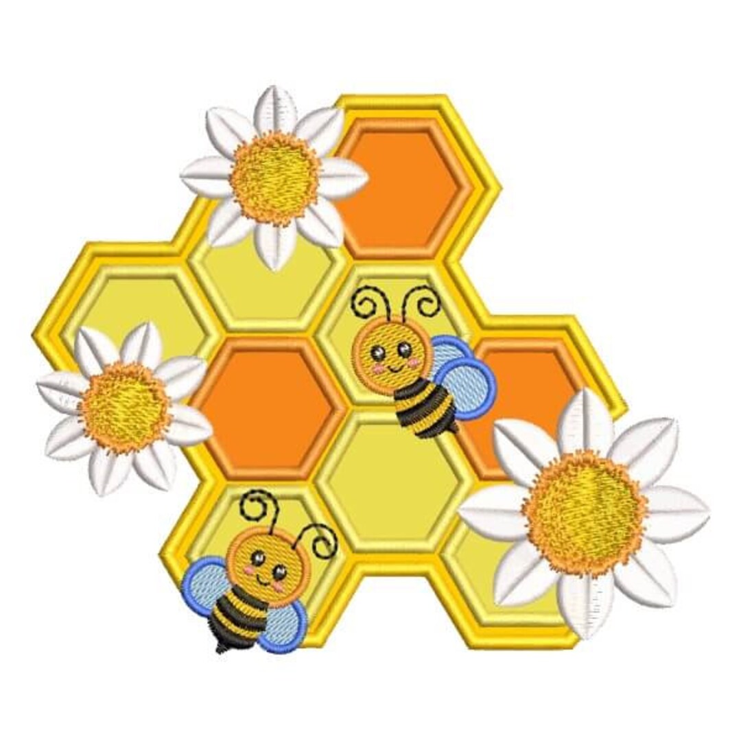 Hive With Bee applique Embroidery Design 6 Different Sizes for Instant ...