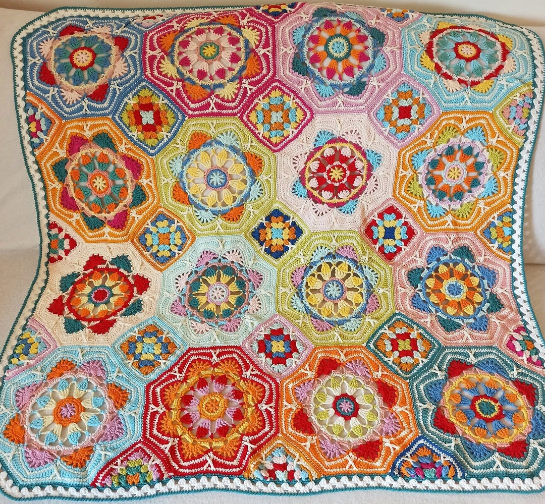 Elegant Persian Tiles Crochet Blanket A Tapestry of Colours - Etsy