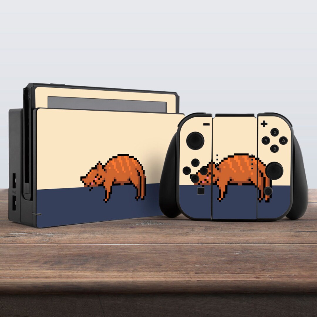 Cute Orange Cat Nintendo Switches Accessories Beige Blue Skin Switch ...