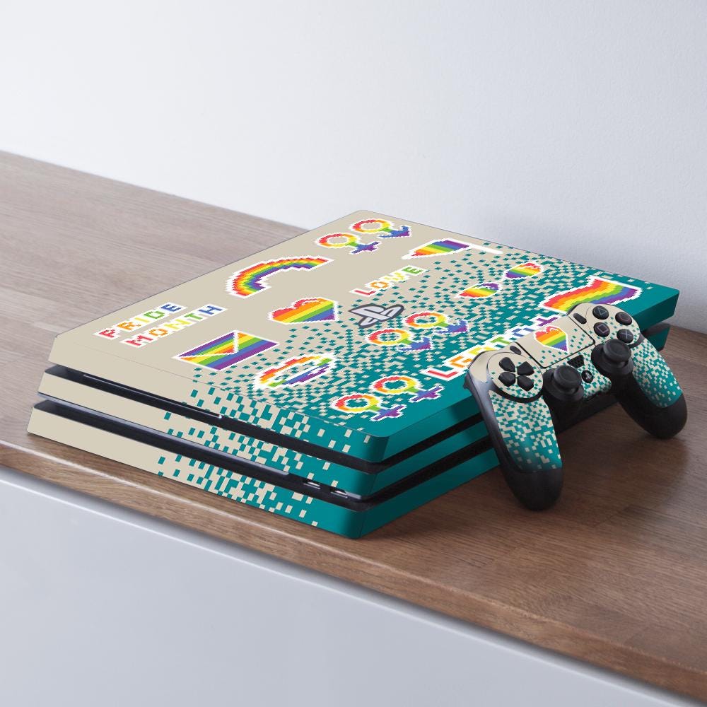 LGBT Print Art PS Skin Rainbow Pixel Art Sticker PS Skin Heart Geek ...