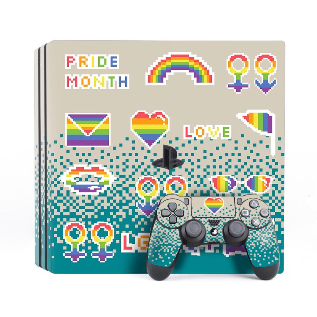 LGBT Print Art PS Skin Rainbow Pixel Art Sticker PS Skin Heart Geek ...