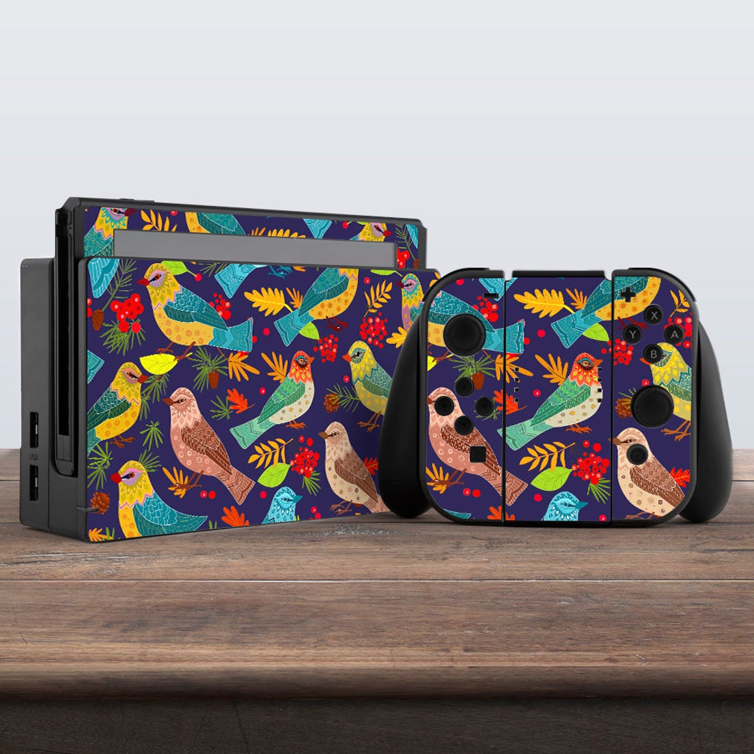 Nintendo Skin Birds Dark Blue Skin Nintendo Switches Accessories ...
