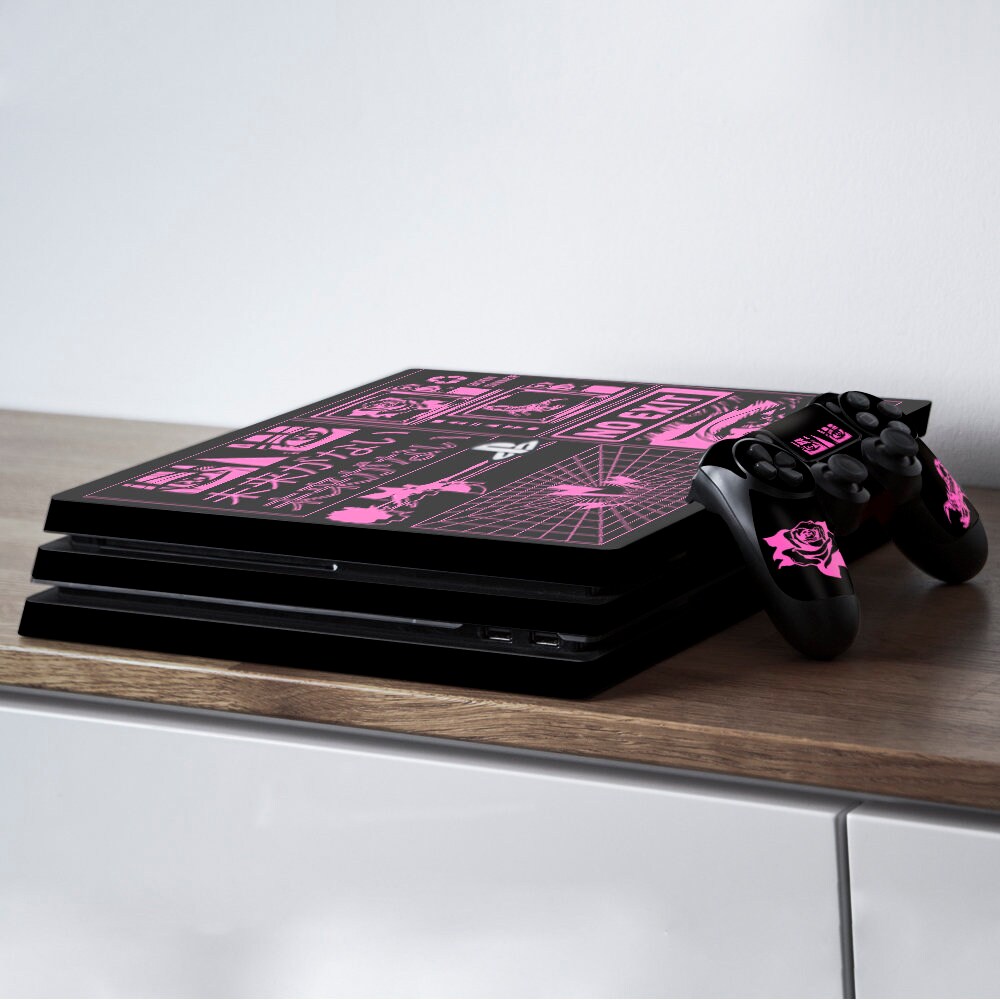Ps4 Skin Black Skin Pink Kawaii Ps4 Skin Japan Skin Cute Girl | Etsy
