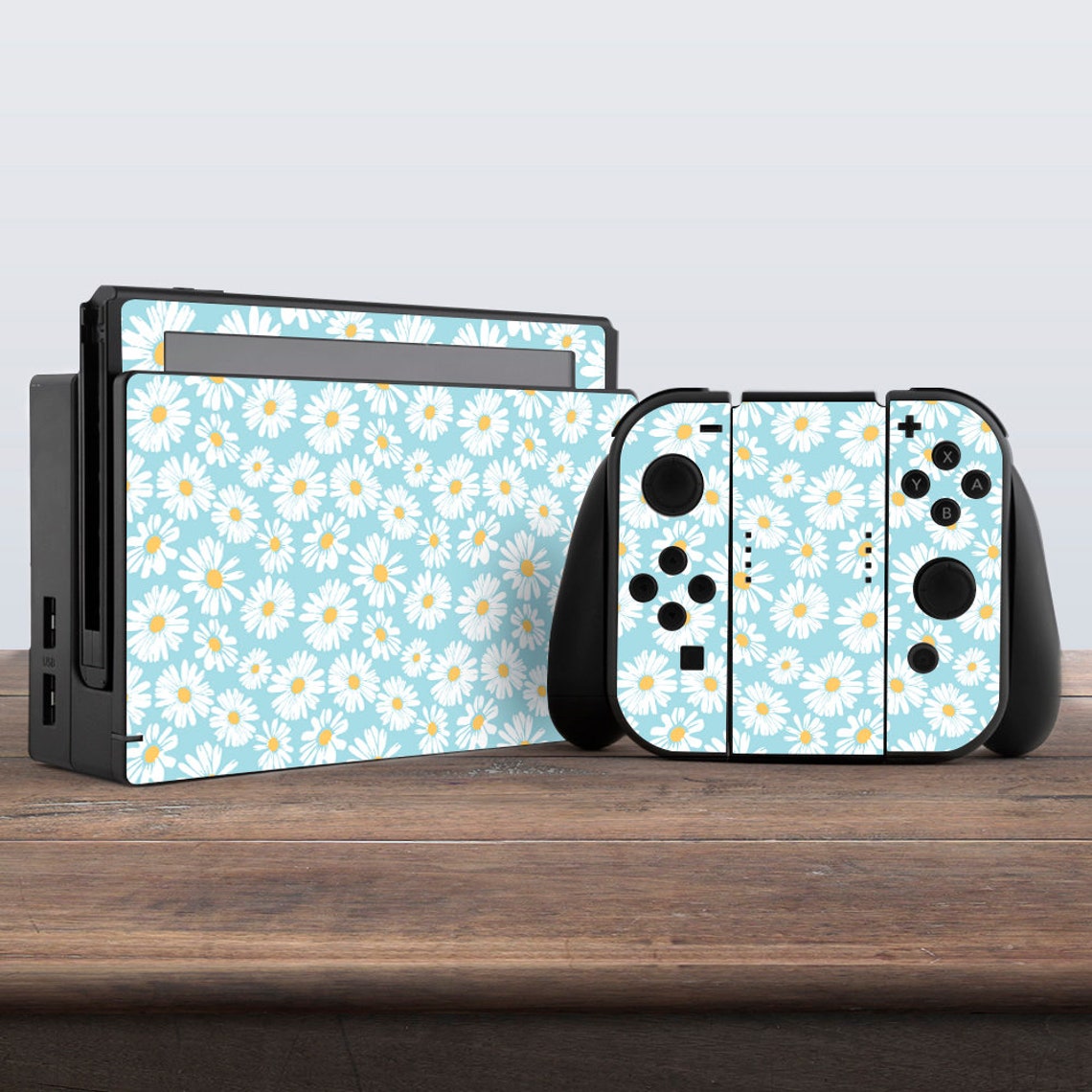 Nintendo Switch Skin Kawaii Daisy Vinyl Sticker Flower Aesthetic Blue ...