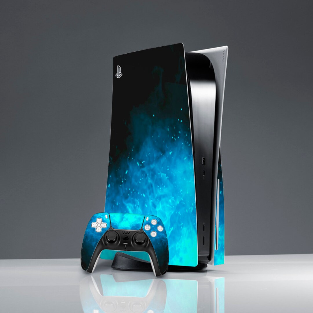 Blue Fire Skin Ps 5 Sticker Ps Skin Black Gift for Him Sticker Decal ...