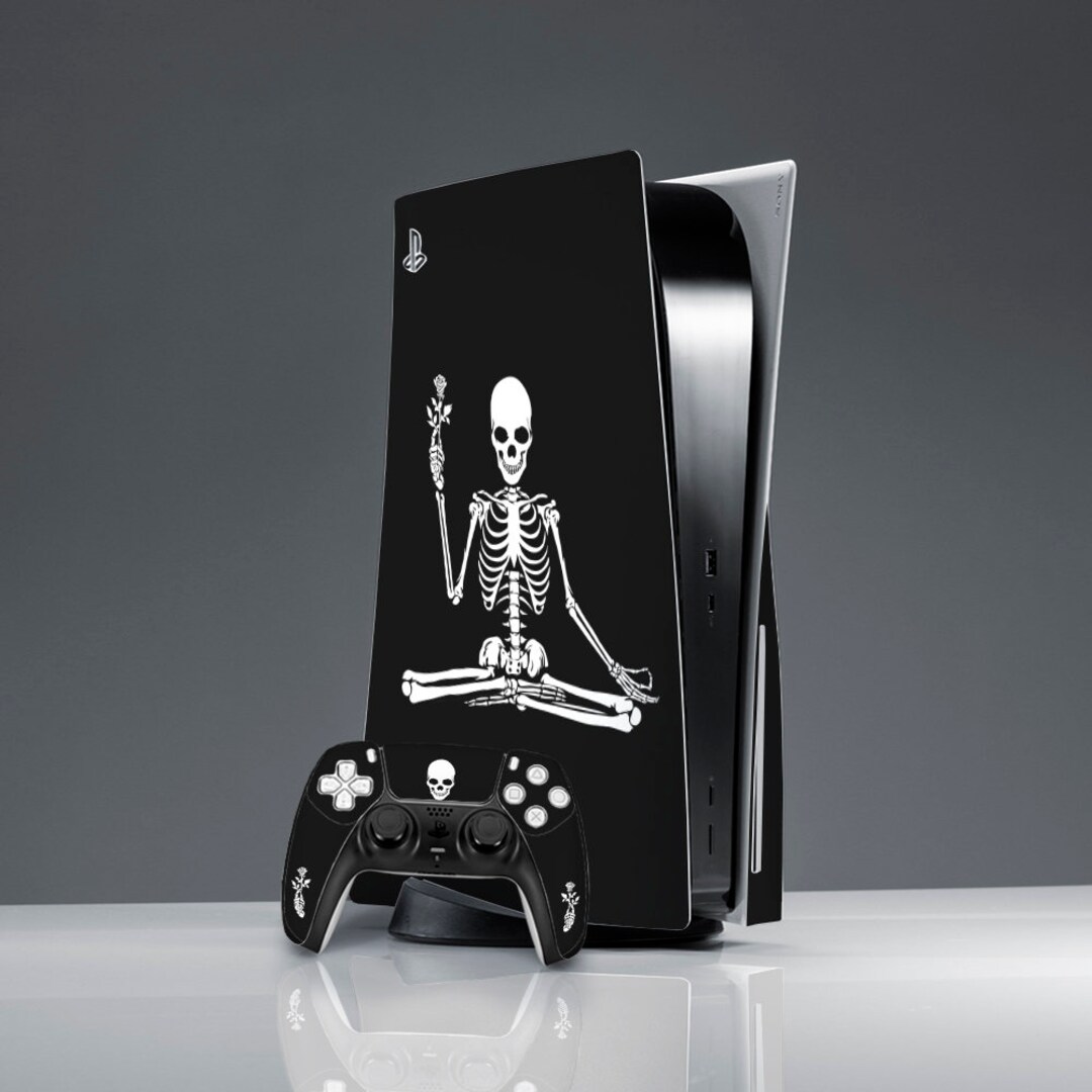 PS 5 Skin Skeleton Ps Skin Goth Creepy Scary Print Ps Skin Skull Black ...