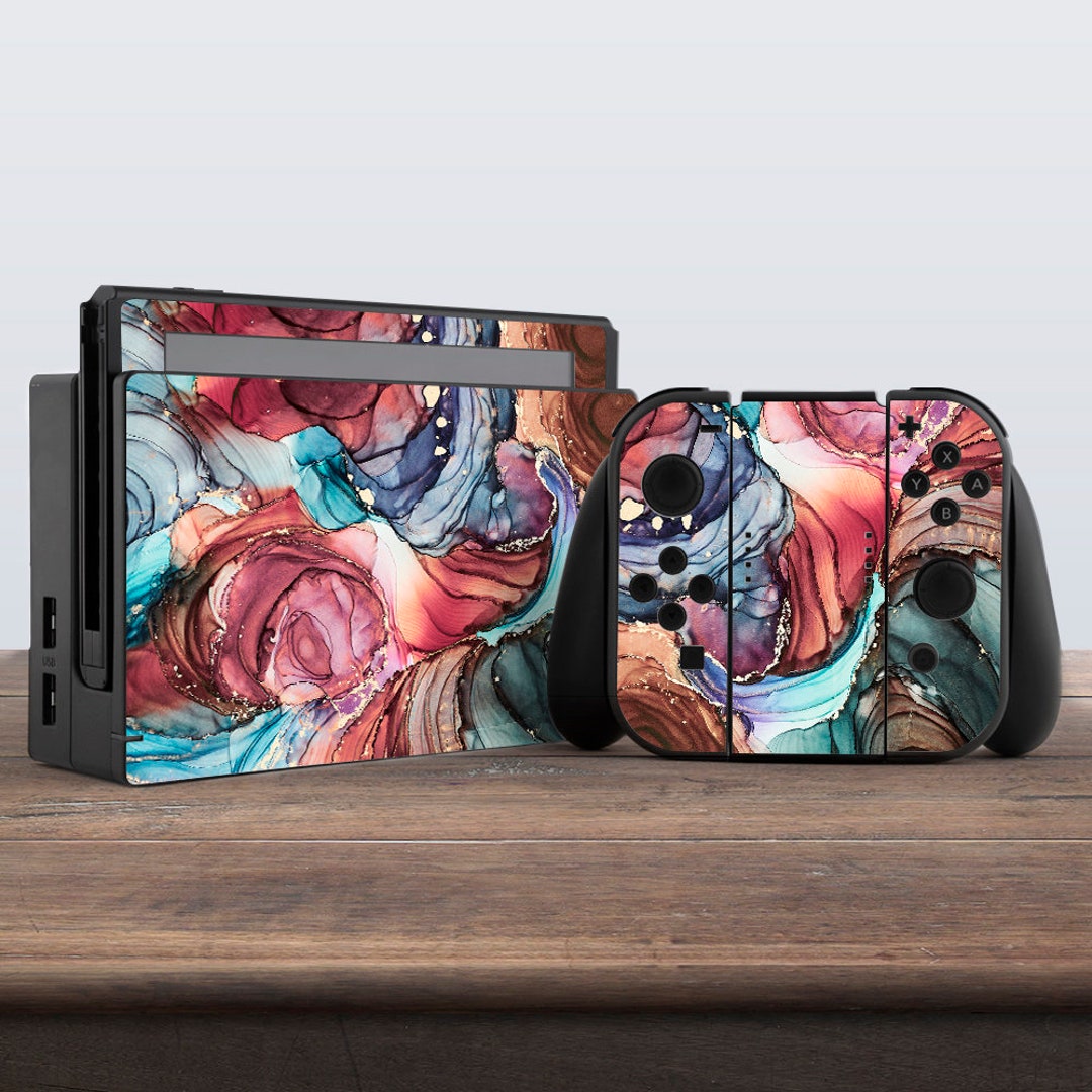 Nintendo Switches Skin Watercolor Abstract Art Aesthetic Marble Art ...
