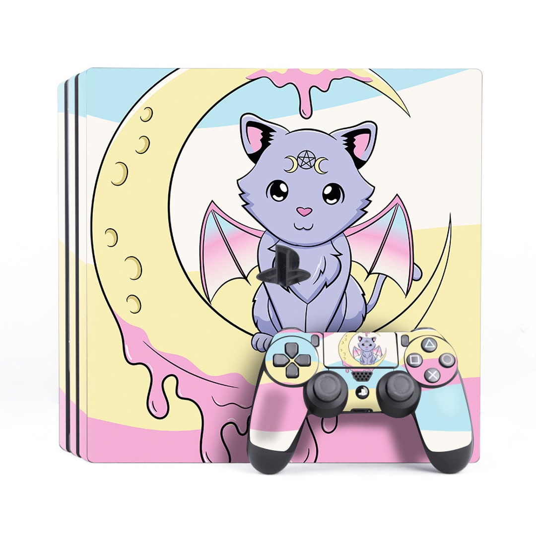 Cute Cat Print Kawaii PS Skin PS Skin Animal PS4 Fat Console Skin Ps 4 ...