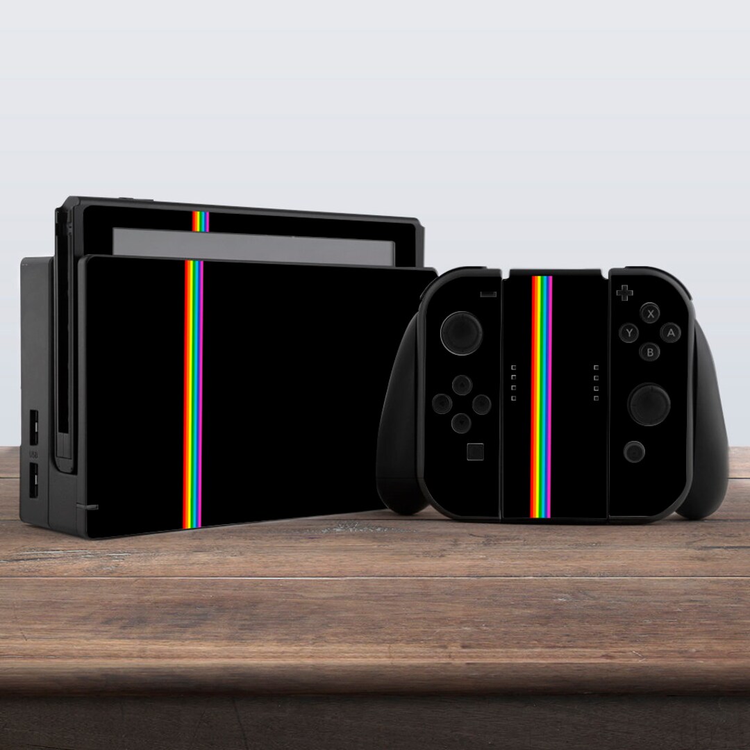 Nintendo Switch Skin Black Vinyl Sticker Rainbow Vintage Night Decal ...