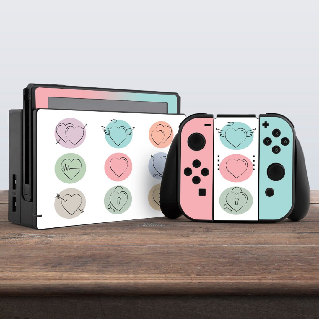 Cute Simple Hearts Nintendo Switches Accessories Controller Decal Dock ...