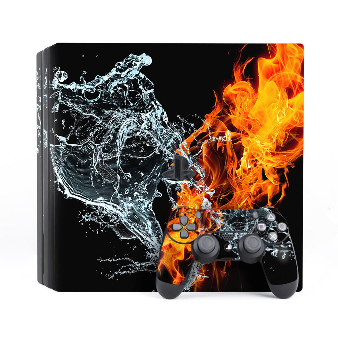 Fire and Water PS 4 Black Skin Abstract Art Skin Ps4 Console PS 4 Slim PS4 Fat Ps4 Controller ...