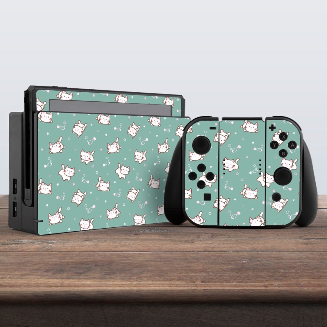 Cute White Cats Nintendo Skin Funny Animal Skin Sticker Wrap Nintendo ...