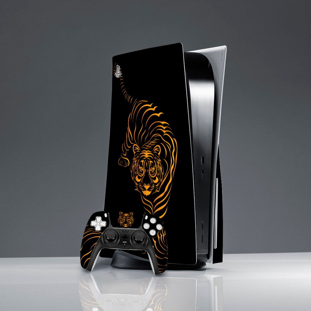 PS5 Skin Black Playstation 5 Skin Tiger Animal Console and Controller ...