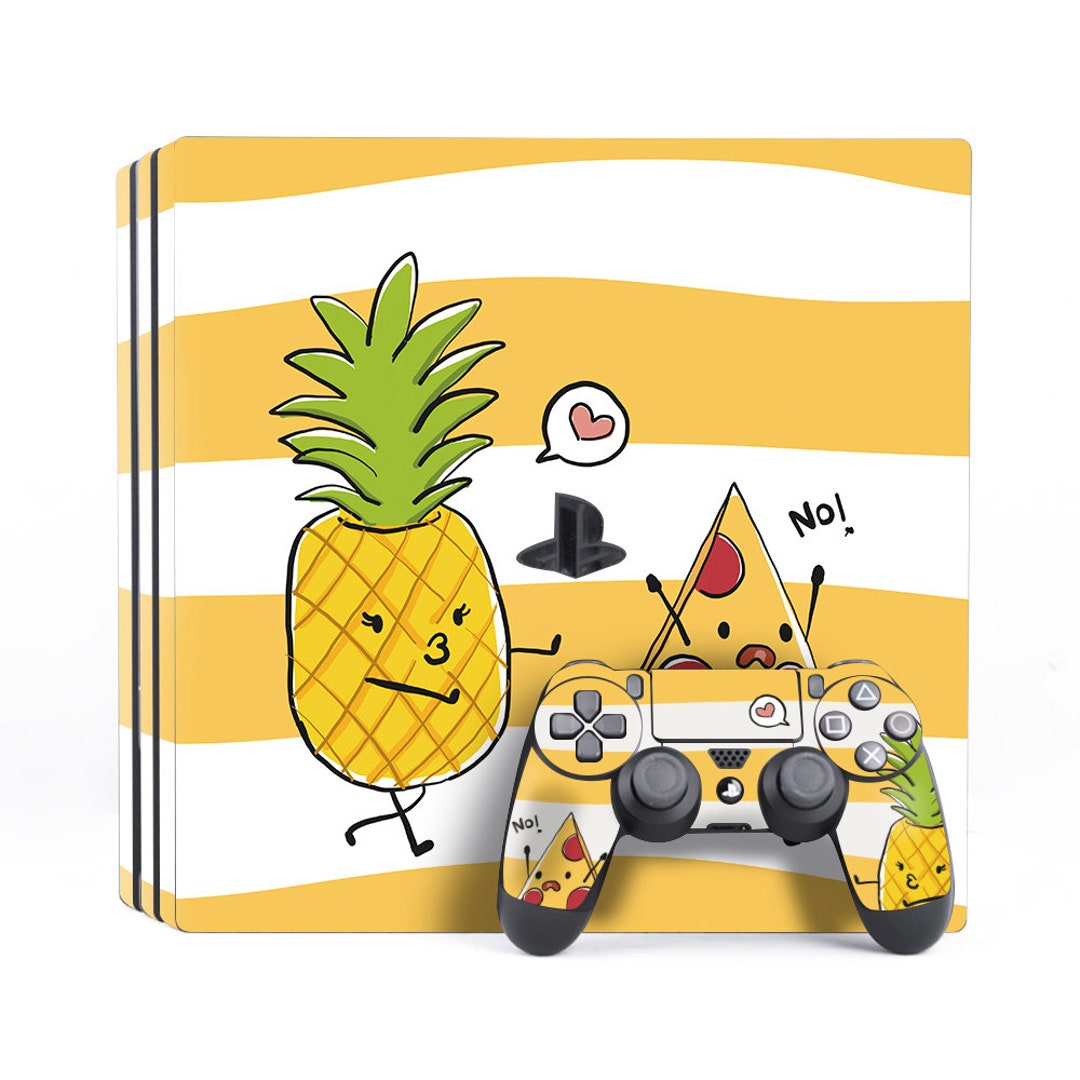 Funny Pizza Print PS Skin Pineapple PS Skin Yellow Ps4 Artworks Sticker ...