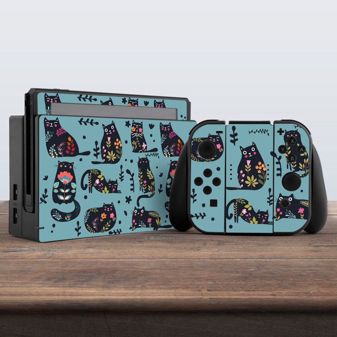 Botanical Cat Art Nintendo Switches Skin Switch Joy Con Skin Dock Decal ...
