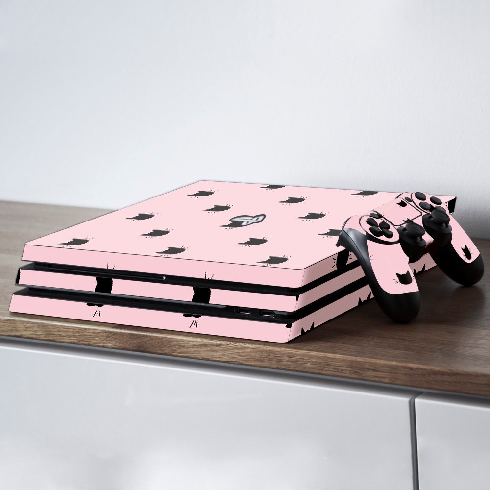 PS4 Skin Pink Ps4 Pro Slim Fat Vinyl Sticker Kawaii Cats Pattern Cute ...