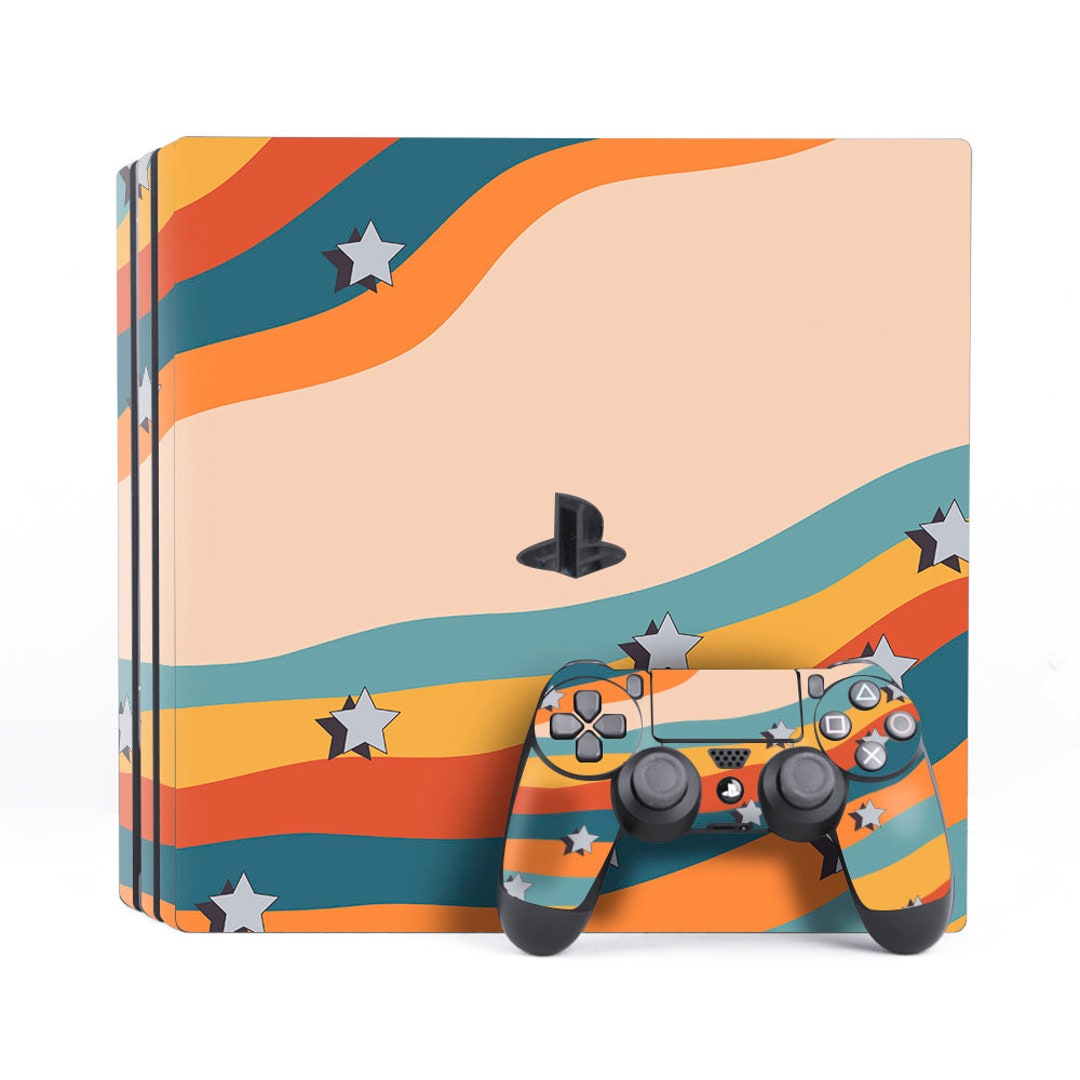 PS4 Skin Cute Ps4 Pro Slim Fat Vinyl Sticker Beige Star Rainbow Decal ...