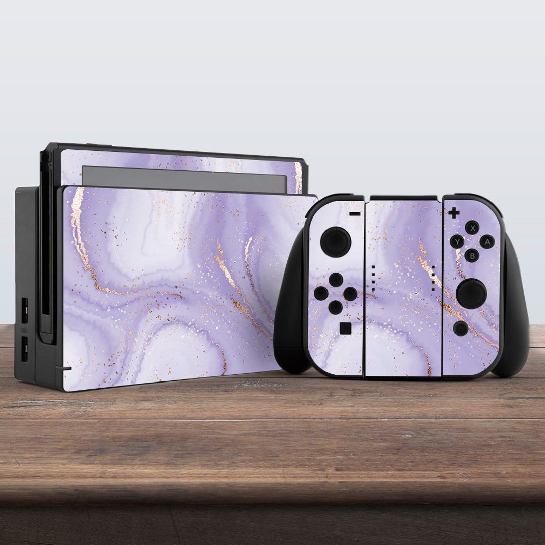 Watercolor Print Nintendo Sticker Purple Marble Nintendo Switches Skin ...