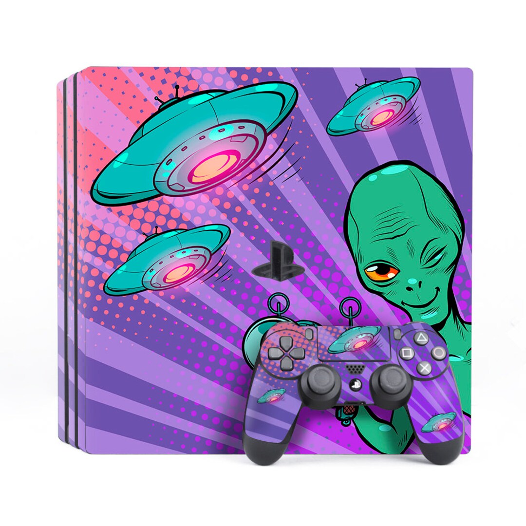 PS 4 Skin Alien Pop Art Print Funny Spaceship Green Man Art Ps4 ...