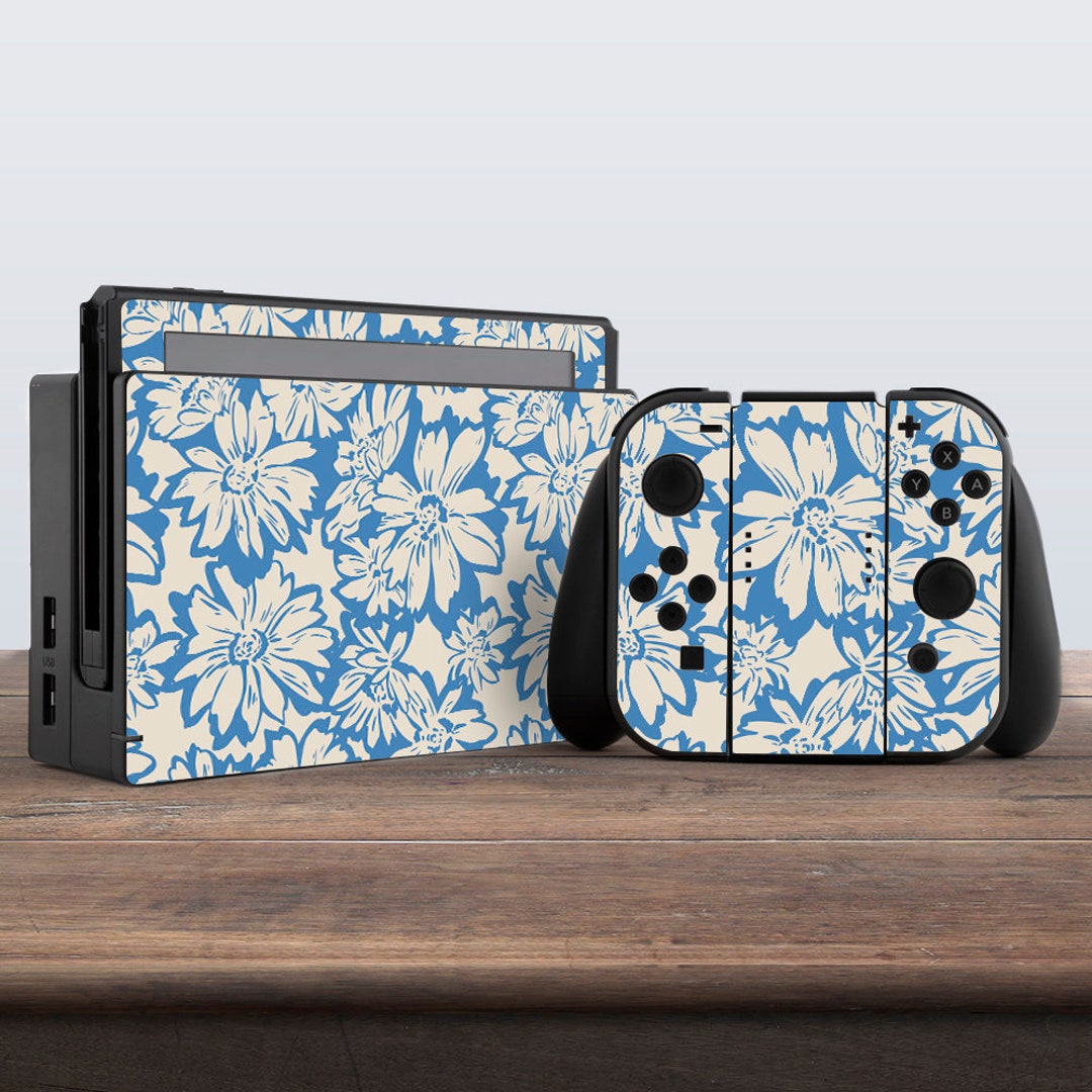Nintendo Switches Skin Flora Blue Pattern Botanical Art Nintendo ...