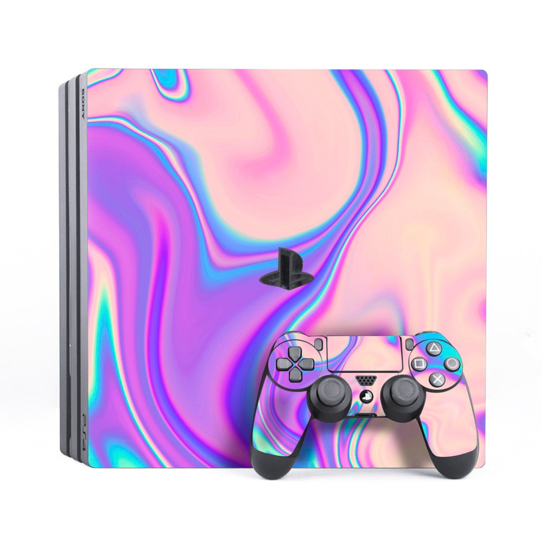 140 PS4 Skin Holograph Ps4 Pro Slim Fat Vinyl Sticker Pink Kawai ...