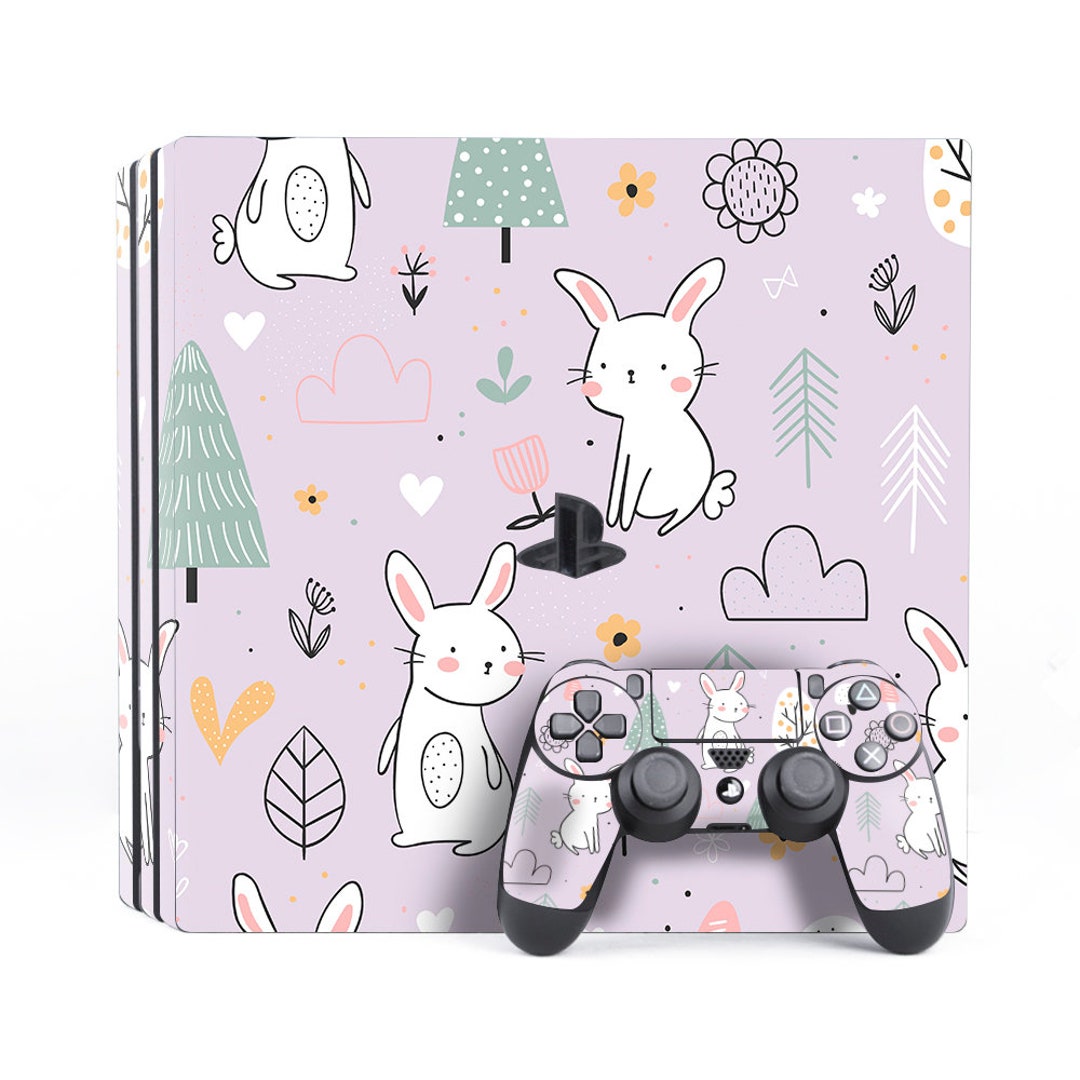Funny Bunny Art PS 4 Case Cute Animal Sticker Console Skin PS4 Fat Skin ...