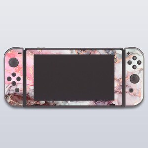 Pink Marble Art Aesthetic Swirls Abstract Watercolor Nintendo Switches Skin Sticker Decal Switch ...