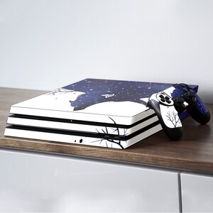 PS4 Skin White Blue Ps4 Pro Slim Fat Vinyl Sticker Wolf Stars Night ...