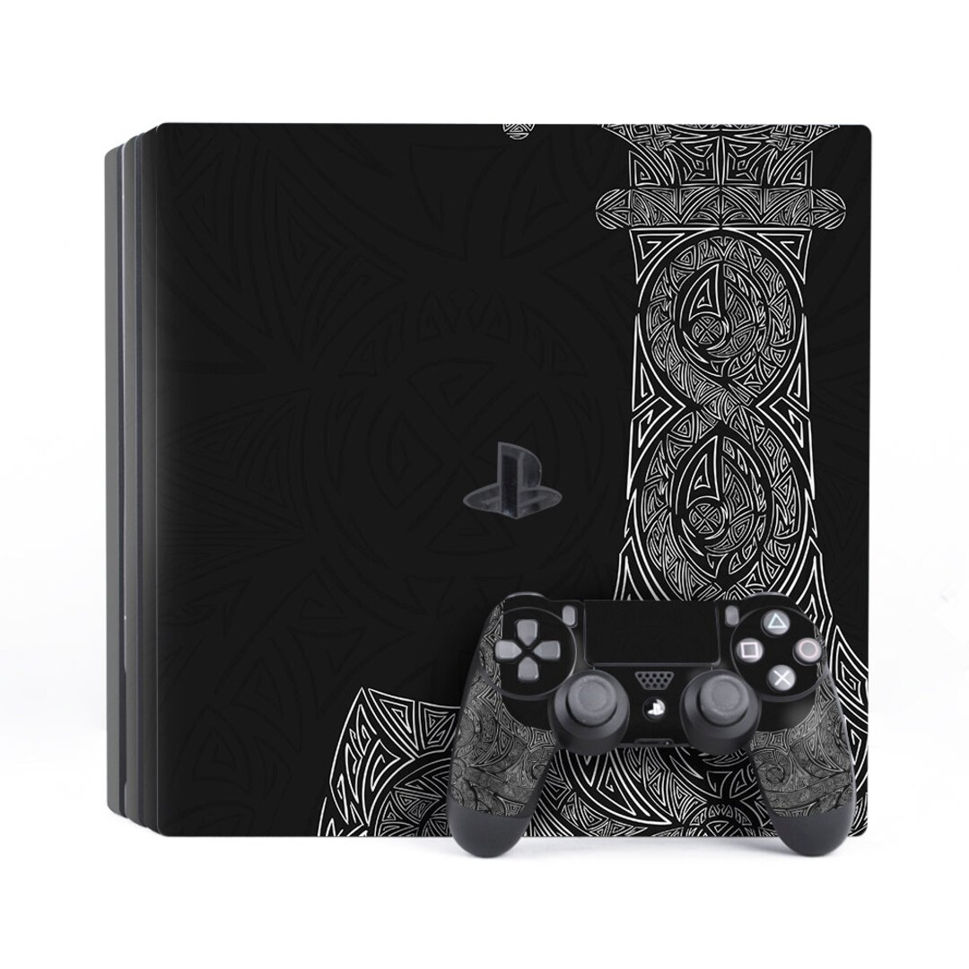 Ps4 Skin Black Ps4 Pro Slim Fat Vinyl Sticker Mandala Sword White ...