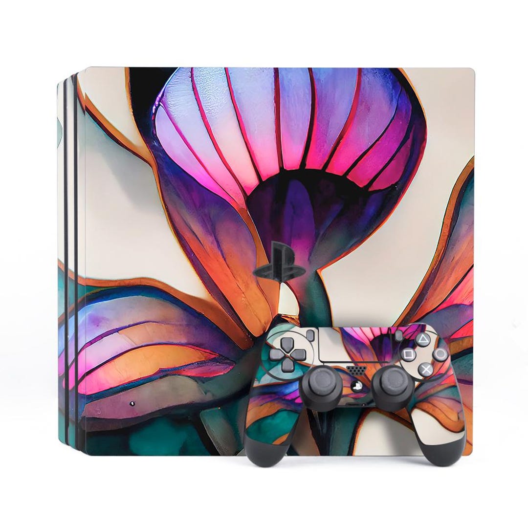 Floral Elegant Skin Stained Glass Print PS4 Fat PS 4 Slim PS4 Pro Ps4 ...