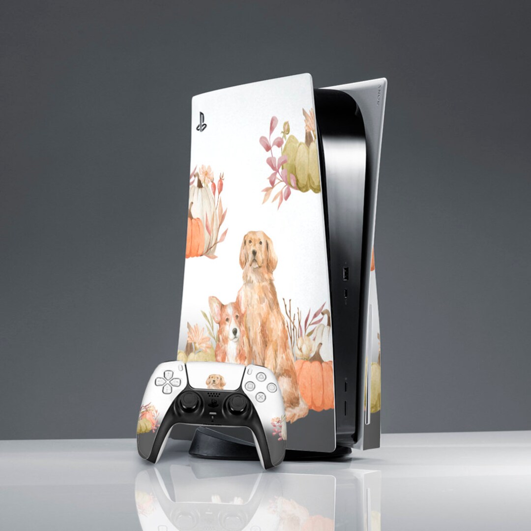 Cute Watercolor Dogs Ps5 Skin Animal Orange Pumpkin Sticker Decal PS 5 ...