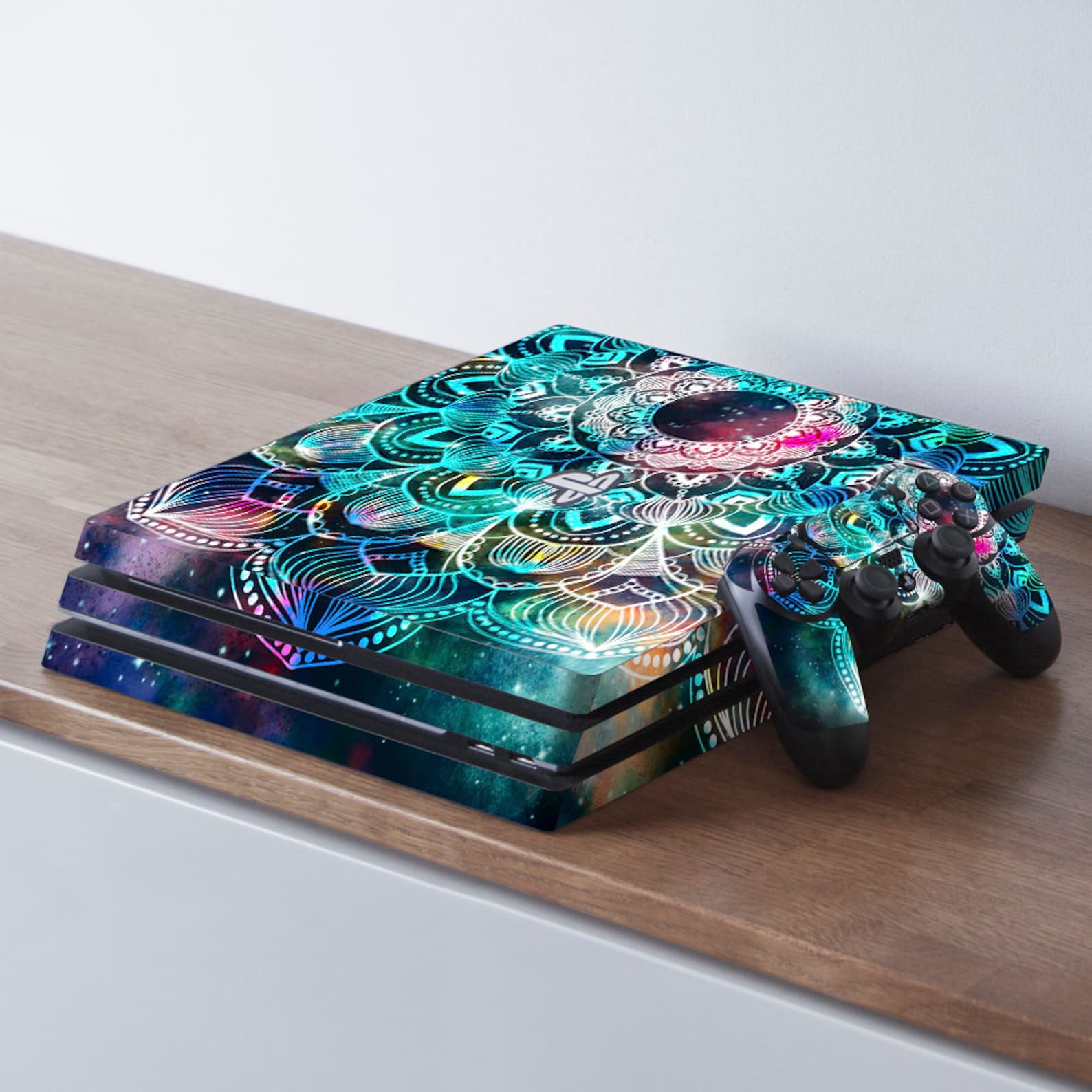 PS4 Skin Galaxy Ps4 Pro Slim Fat Vinyl Sticker Neon Mandala - Etsy