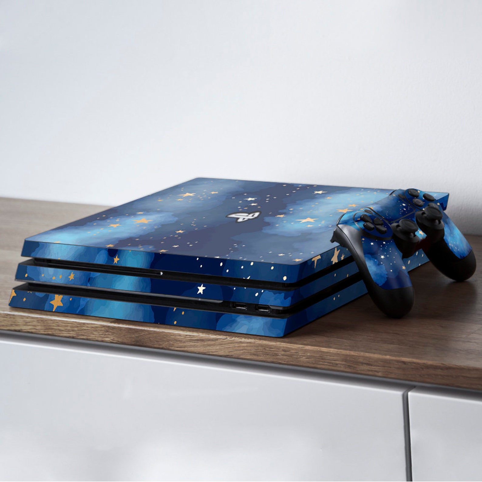 PS4 Skin Blue Ps4 Pro Slim Fat Vinyl Sticker Sky Gold Stars Decal for ...