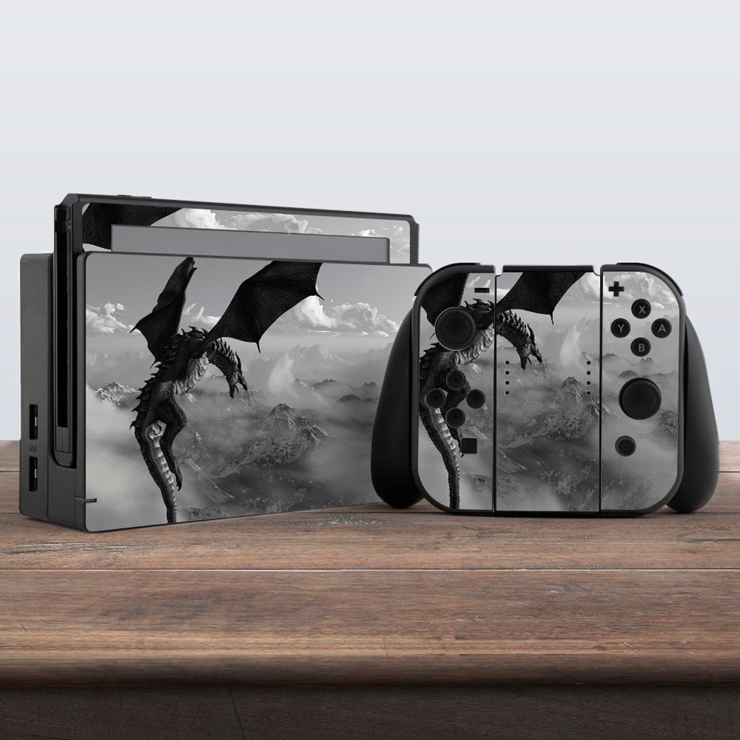 Black Dragon Print Nintendo Switches Skin Gray Art Skin Animal Magic ...