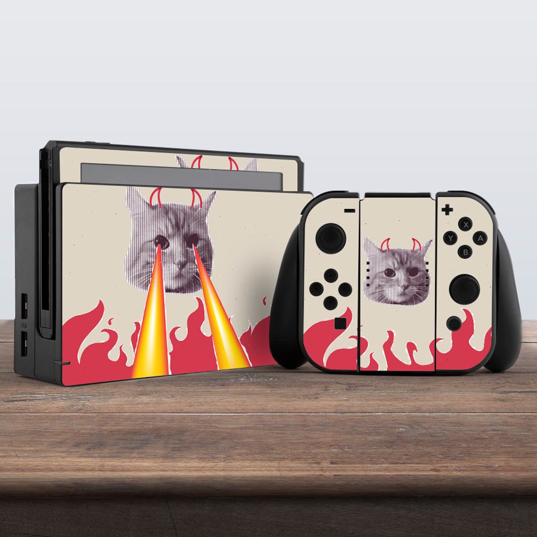 Funny Cat Print Nintendo Switches Skin Retro Print Sticker Nintendo ...