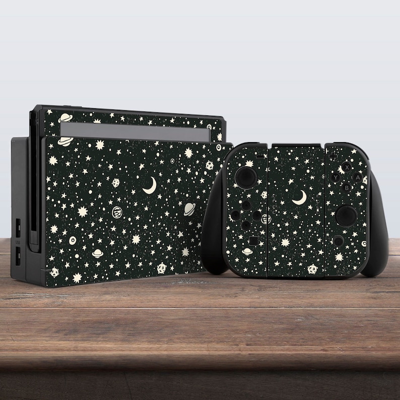 Nintendo Switch Skin Black Vinyl Sticker Kawaii Space Galaxy | Etsy