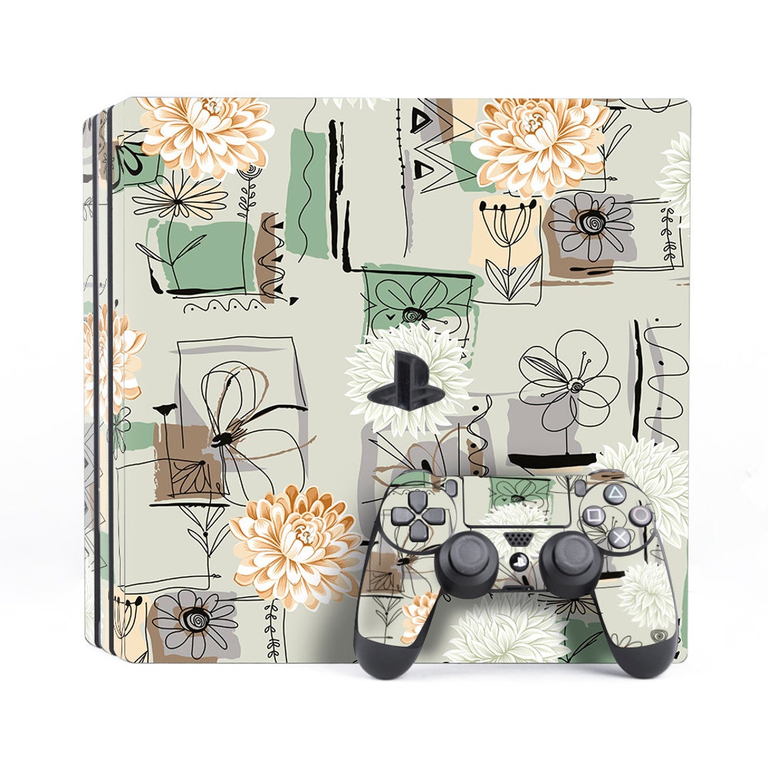Elegant Floral Skin Line Art Skin Sticker Wrap PS 4 Slim Ps4 - Etsy