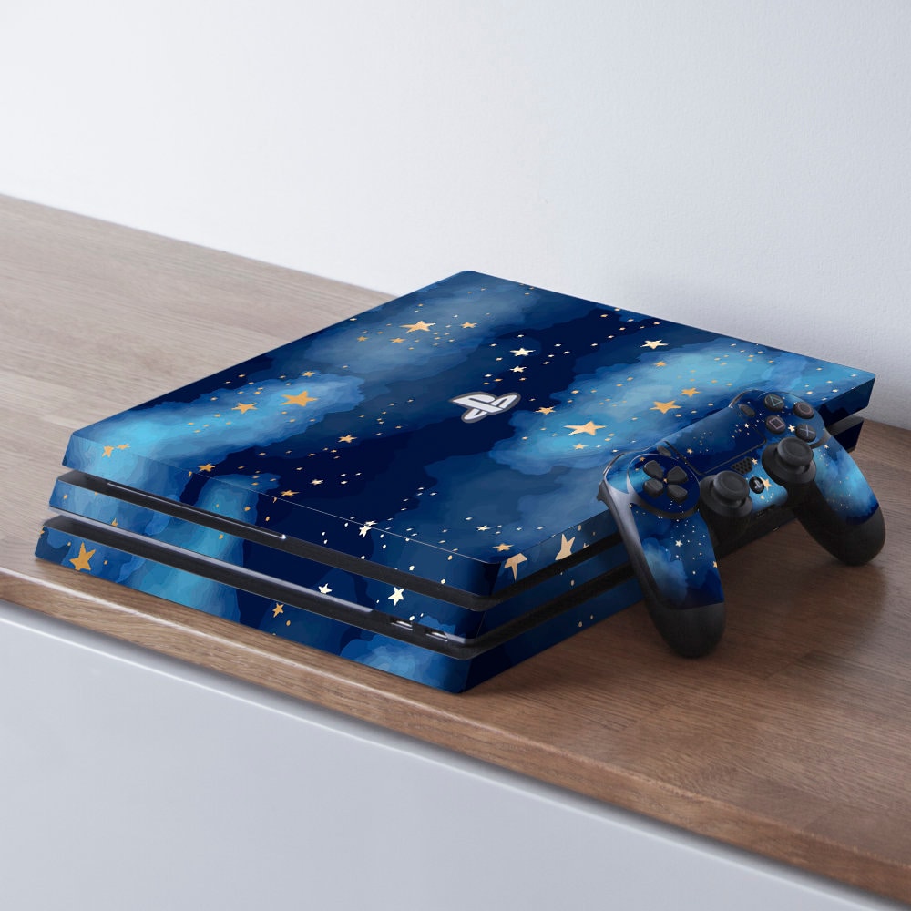 PS4 Skin Blue Ps4 Pro Slim Fat Vinyl Sticker Sky Gold Stars - Etsy