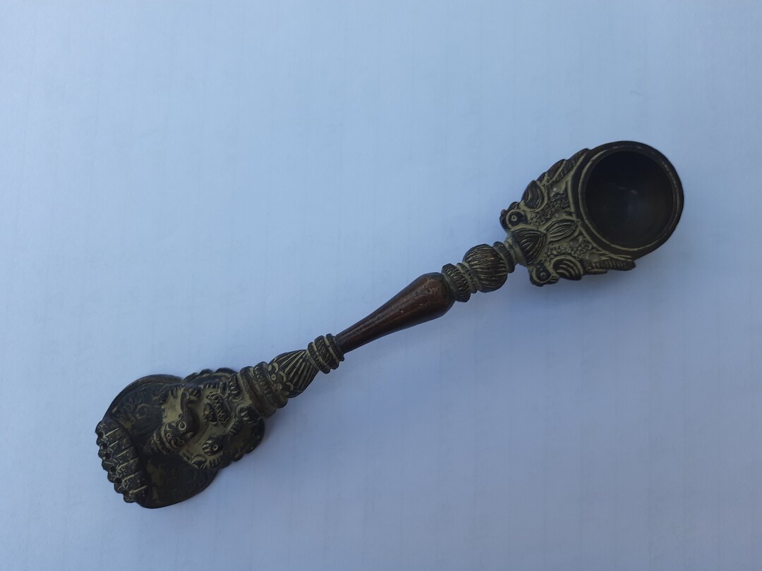 Holy Water Spoon,hand Carved Lord Ganesha With Sheshnaag Work Spoon ...