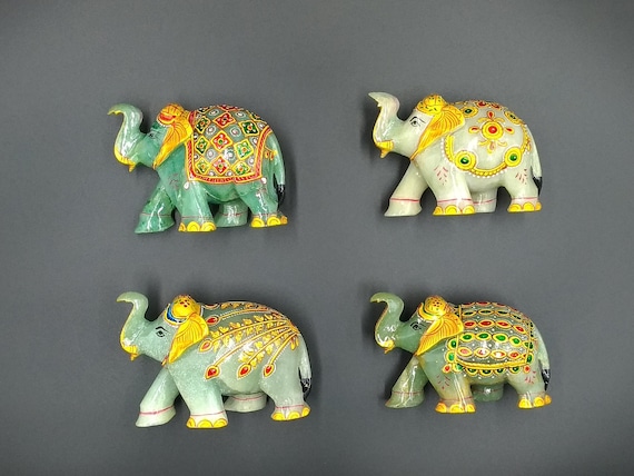 Jade Elephant statue Gold Painted Natural Jade Green | Etsy
