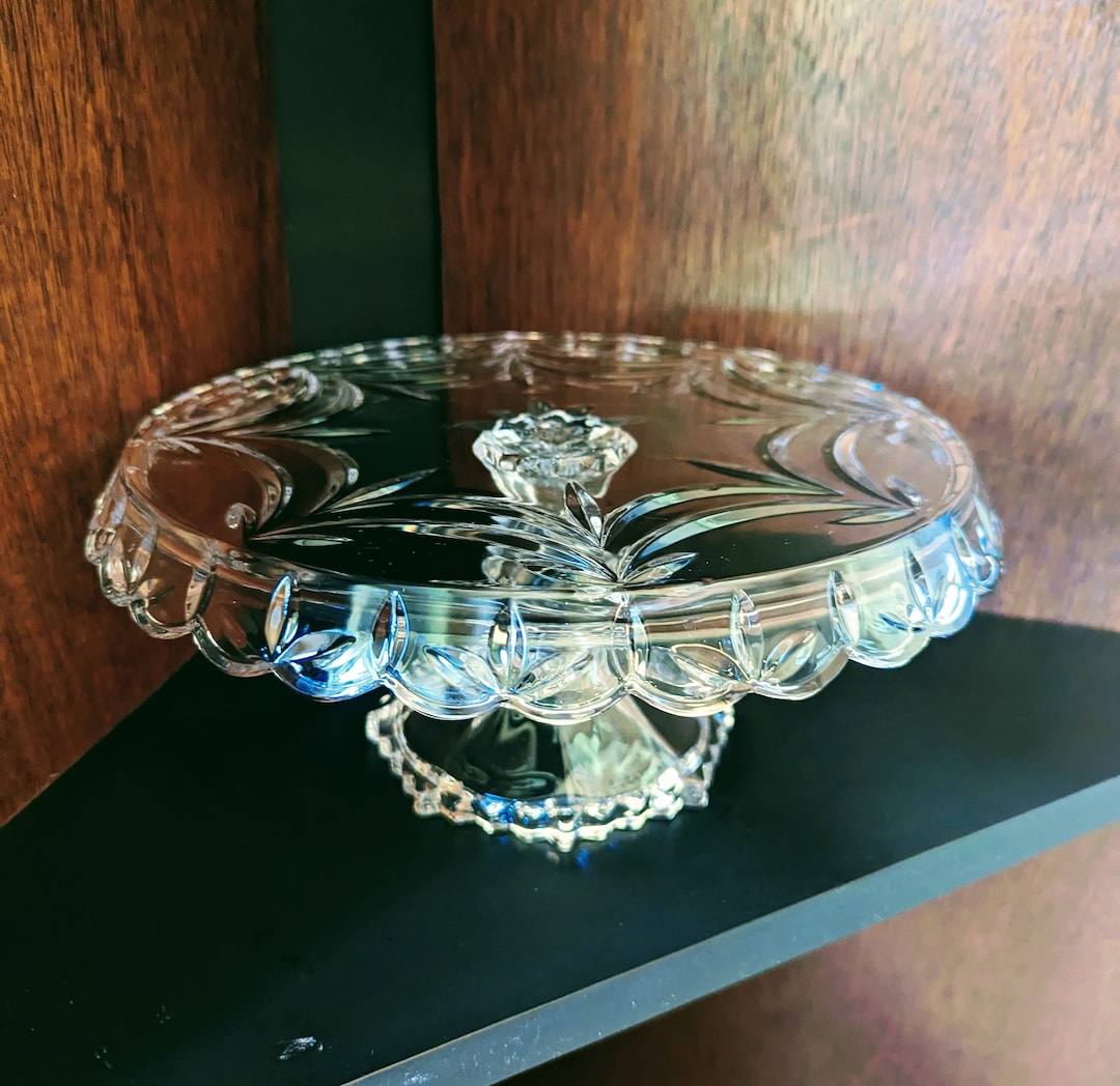 Vintage Clear Glass Pedestal Cake Plate - Etsy