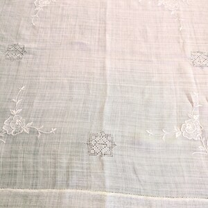 Beautiful Vintage Hand Embroidered Open Cutwork Tablecloth - Etsy