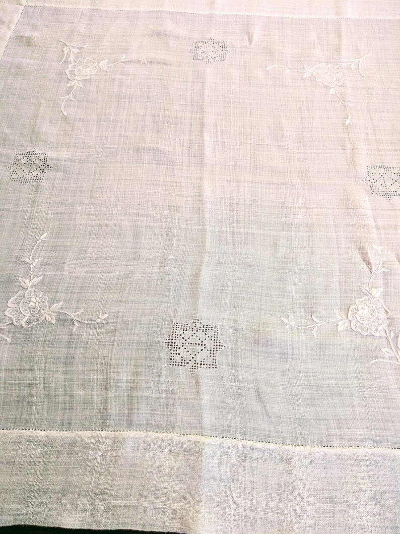 Beautiful Vintage Hand Embroidered Open Cutwork Tablecloth - Etsy