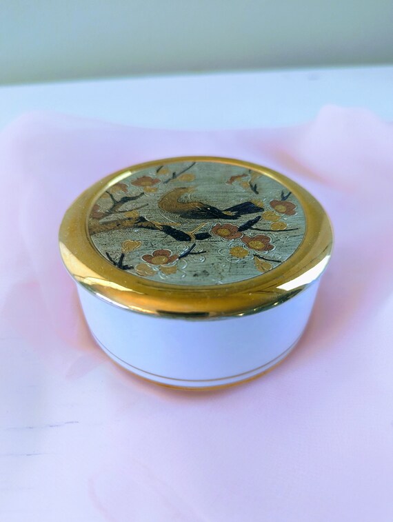 Vintage Bird Porcelain Trinket Box Made in Japan - Gem
