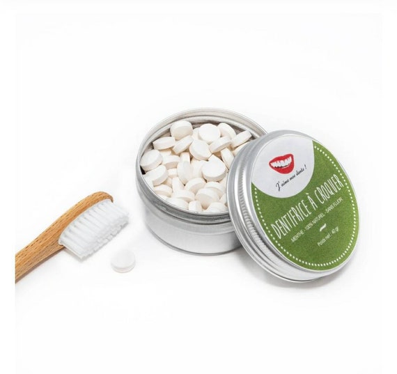 Mint chewing toothpaste 120 lozenges reusable box healthy | Etsy