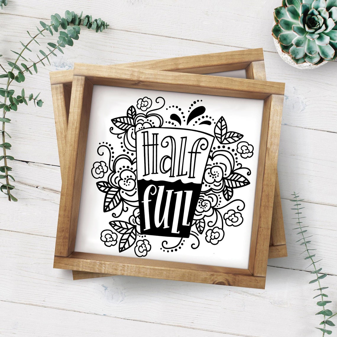 Half Full SVG Cut File Zentangle Svg Boho Design | Etsy