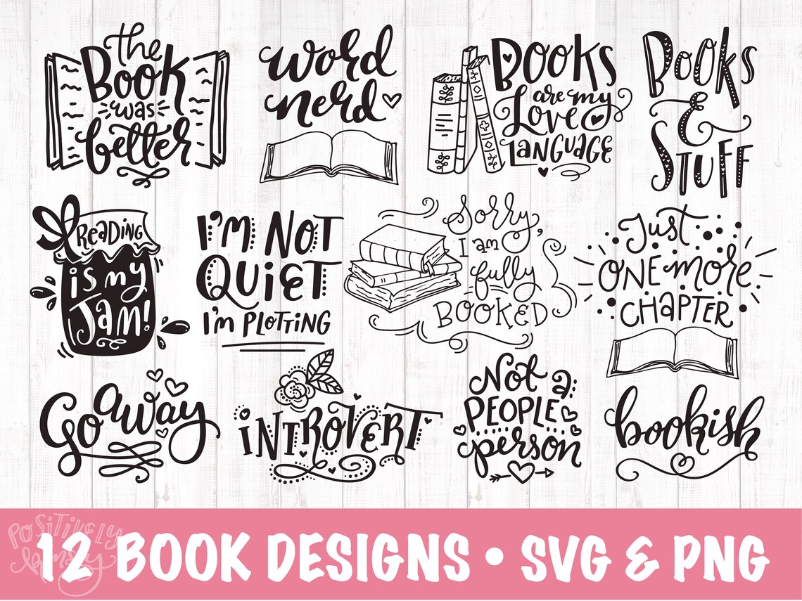 Book SVG Bundle 12 Hand Lettered Svg Designs for Book - Etsy Canada